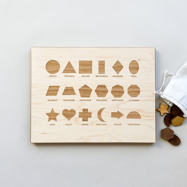 Wooden Shapes Board With Matching Shapes - Bookfolk