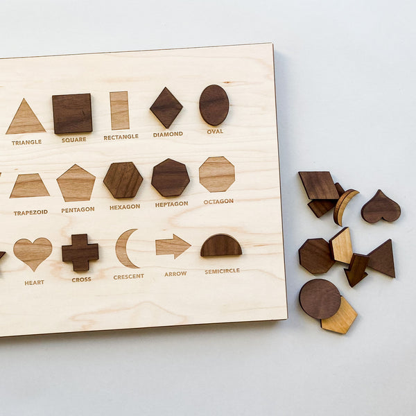 Wooden Shapes Board With Matching Shapes - Bookfolk